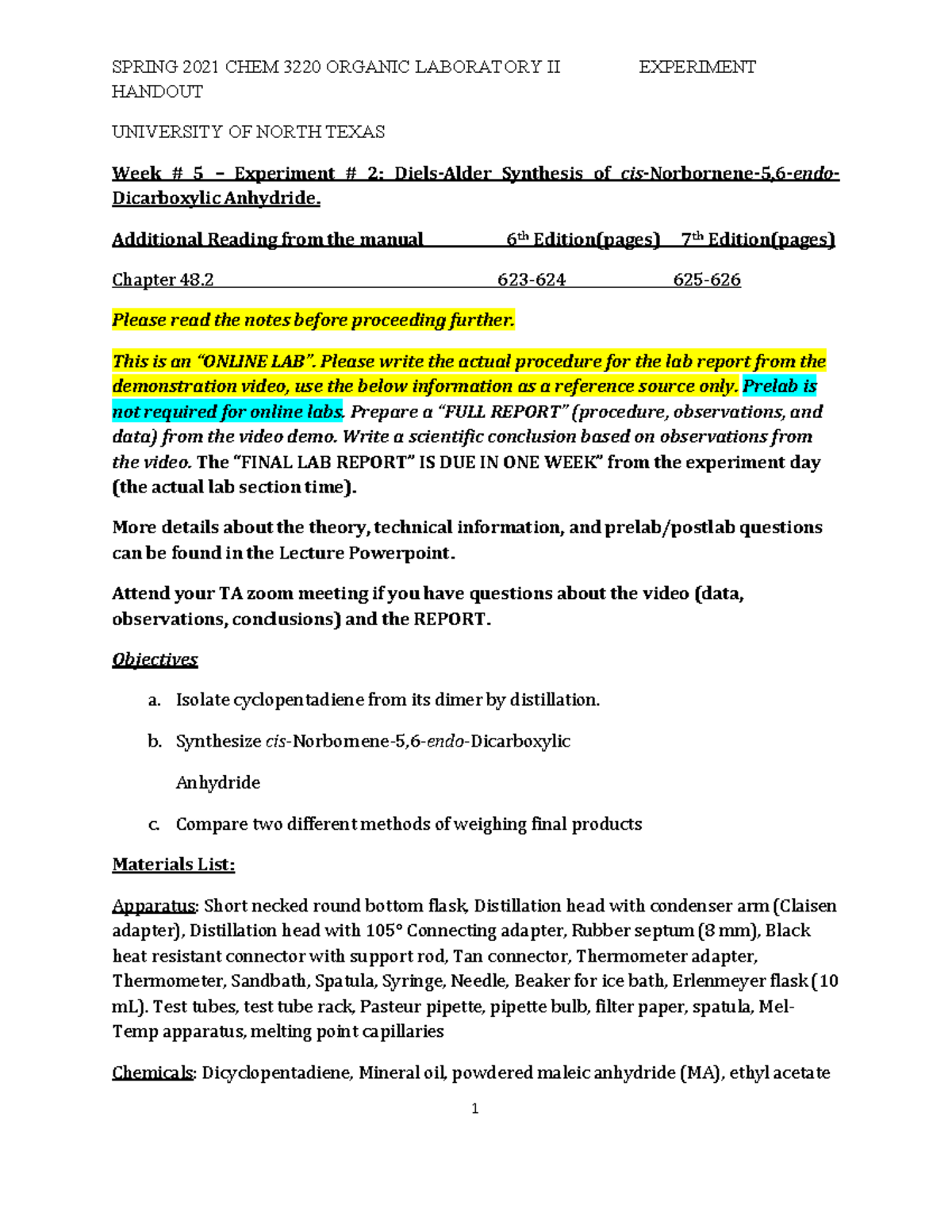 CHEM 3220 Experiment 2 - Diels-Alder Reaction - Deprecated API usage: The SVG back-end is no ...
