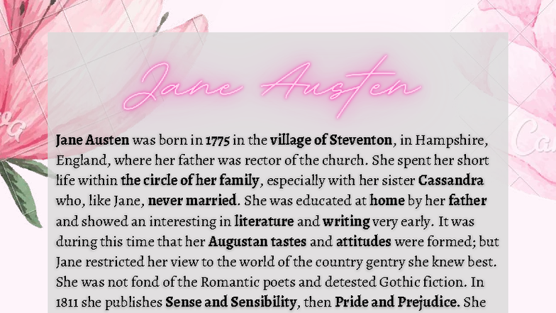 Jane Austen: Life, Works, and Literary Style Analysis - Studocu