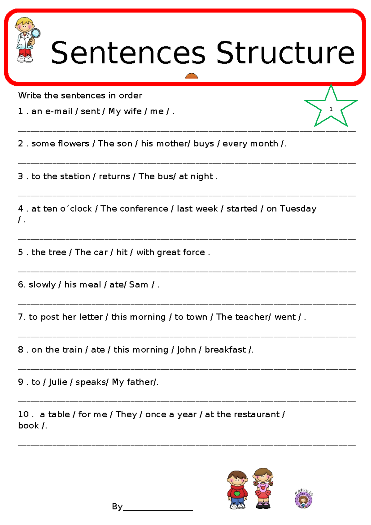 Sentence-structure-1 88464 - Write the sentences in order 1. an e-mail ...
