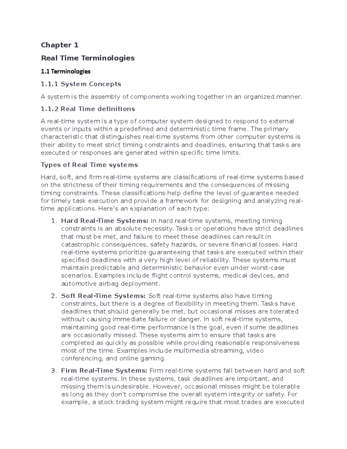 Real-Time Systems (RTS) Overview and Design Challenges: Chapter 1 - Studocu