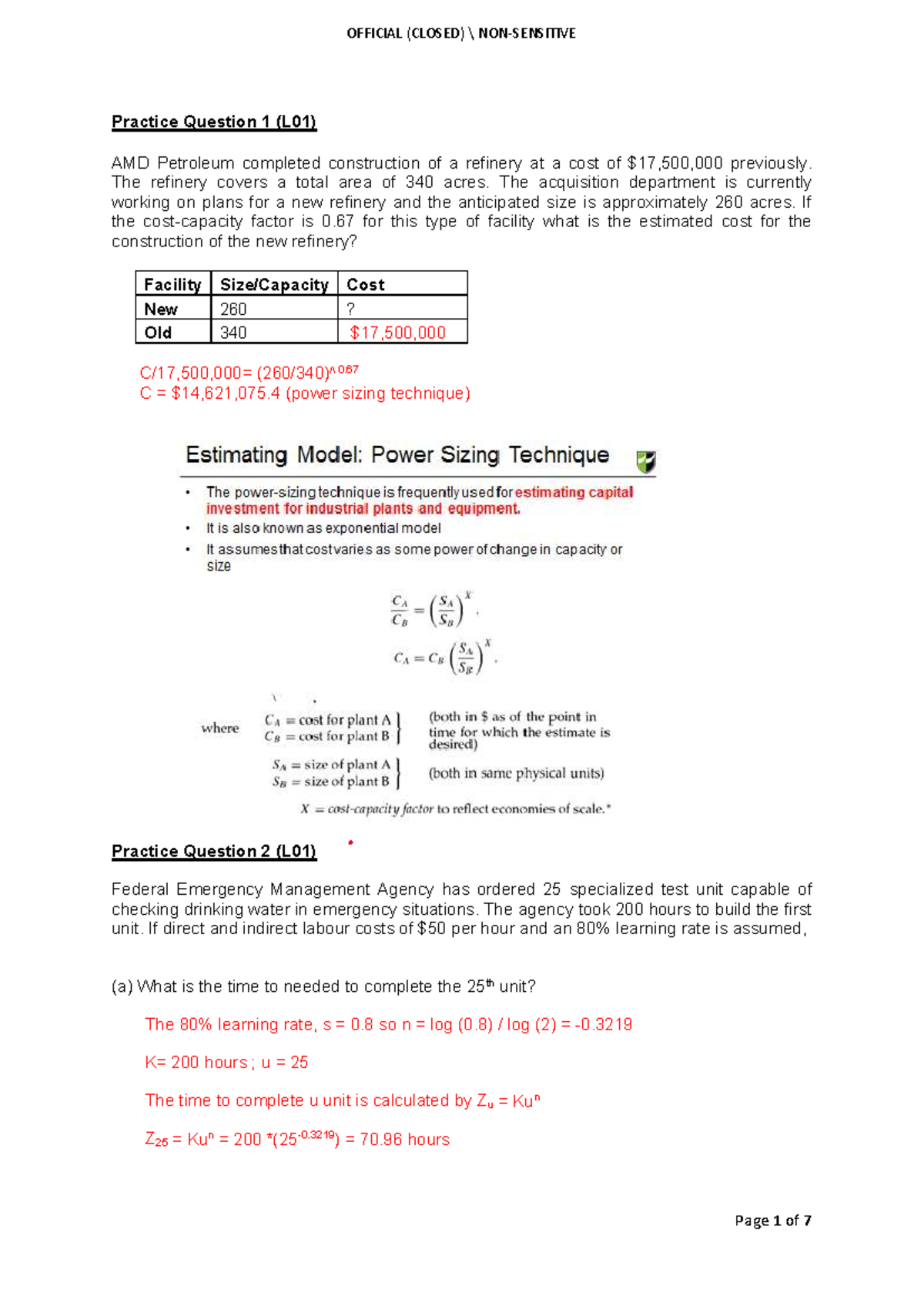 E213 Practice Question Answers: Cost Estimation & Analysis Techniques ...