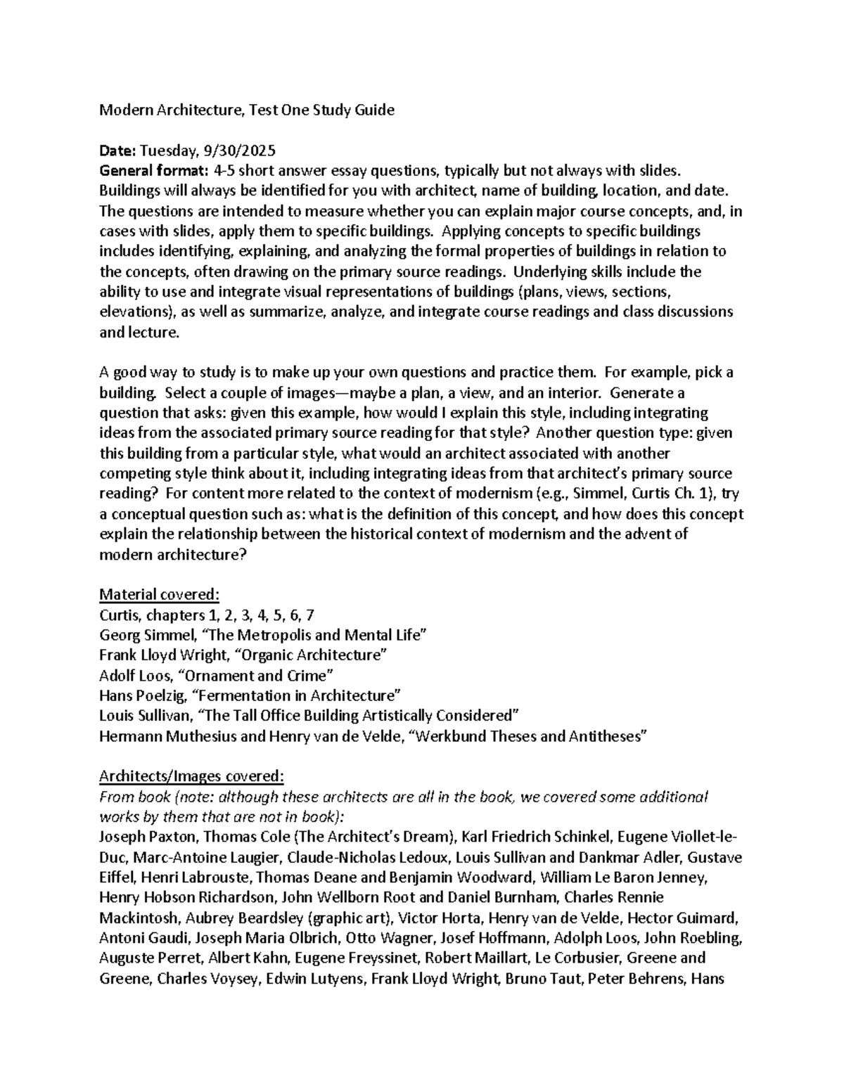 Modern Architecture: Concepts & Movements Study Guide (ARCH 101) - Studocu