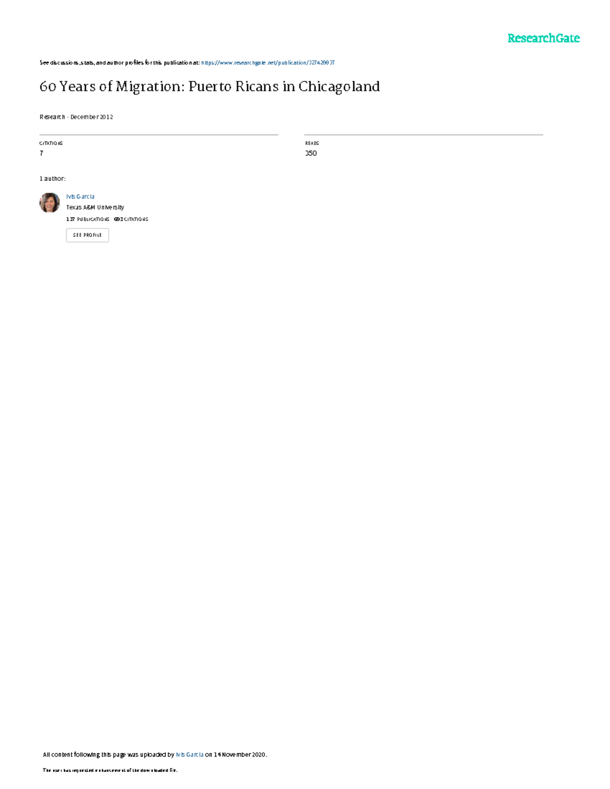 Puerto Rican Agenda Research Project: 60 Years of Migration in Chicago ...