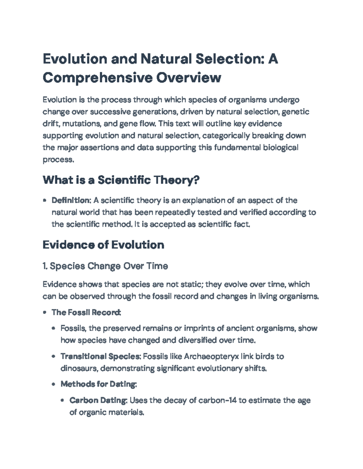 Evolution and Natural Selection: Key Evidence and Mechanisms ...