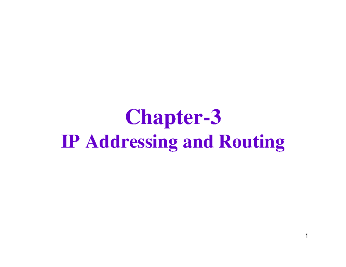 Unit -3 - COMPUTER NETWORK SECURITY UNIT 3 - Chapter- 3 IP Addressing and Routing Review Topics ...