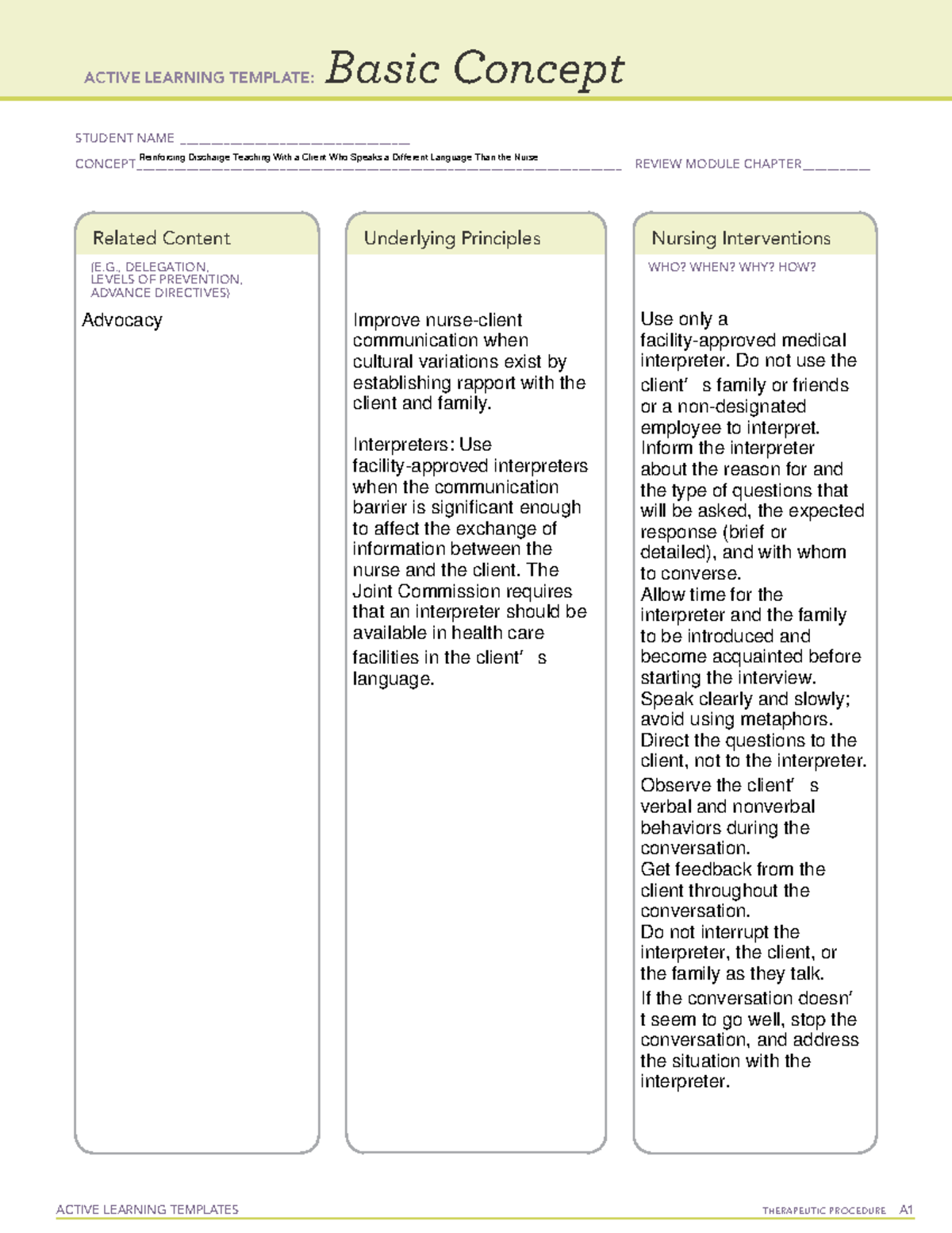 Active Learning Template: Therapeutic Procedures - Remediation 3 - Studocu