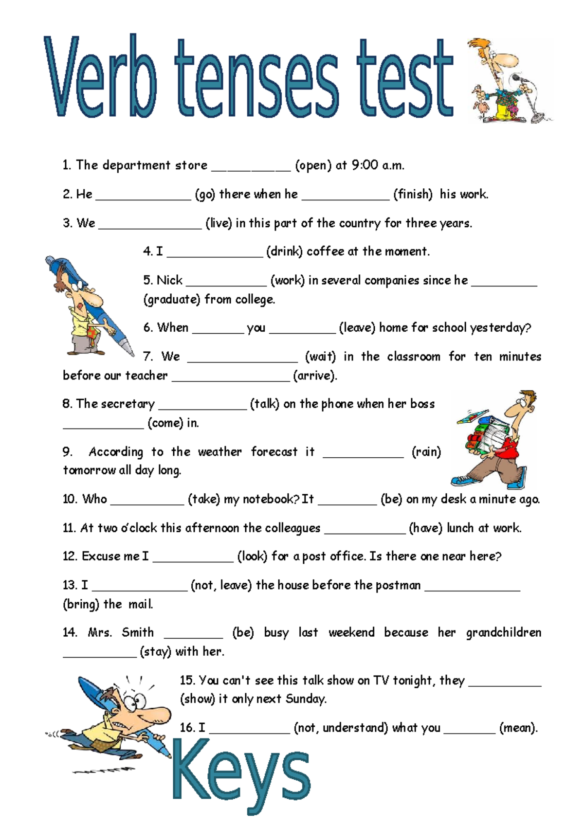 Verb Tenses Test - Revision Notes - Studocu