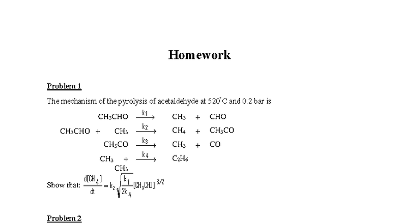 Homework Final - 123: Pyrolysis & Decomposition Mechanisms - Studocu