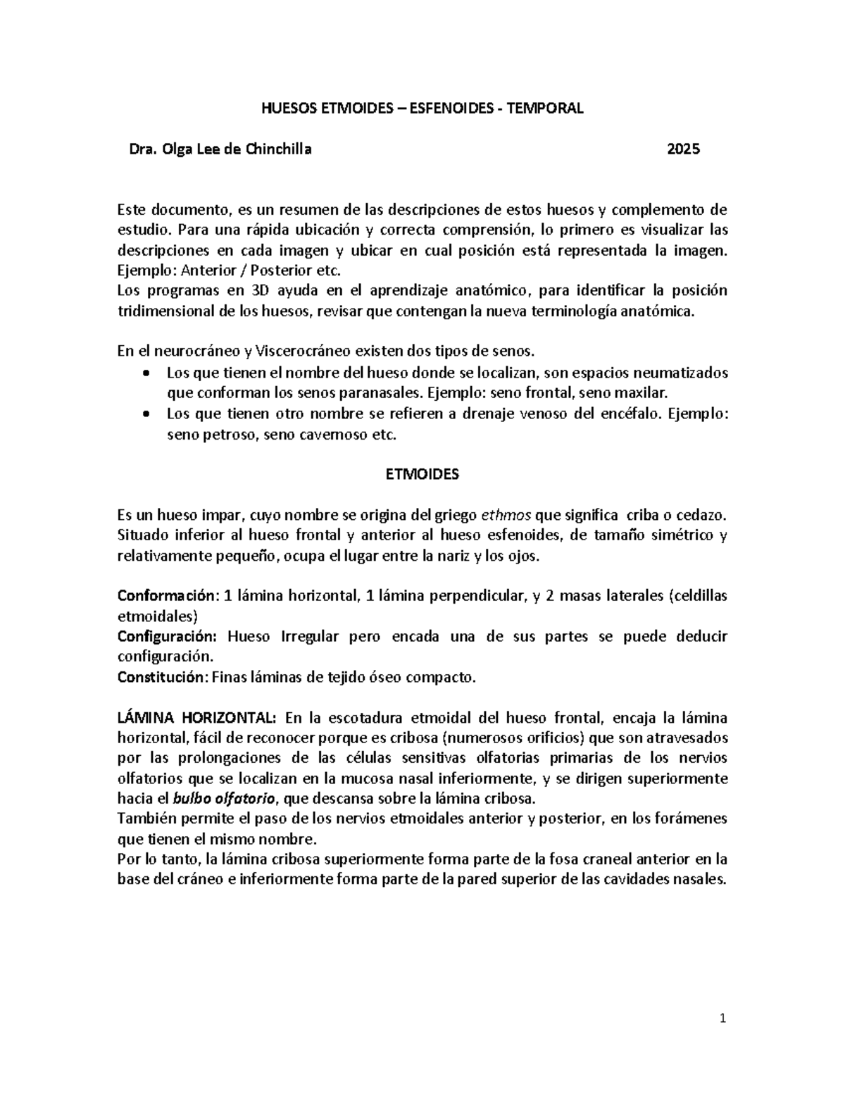 HUESOS DEL NEUROCRÁNEO: ETMOIDES, ESFENOIDES Y TEMPORAL 2025 - Studocu