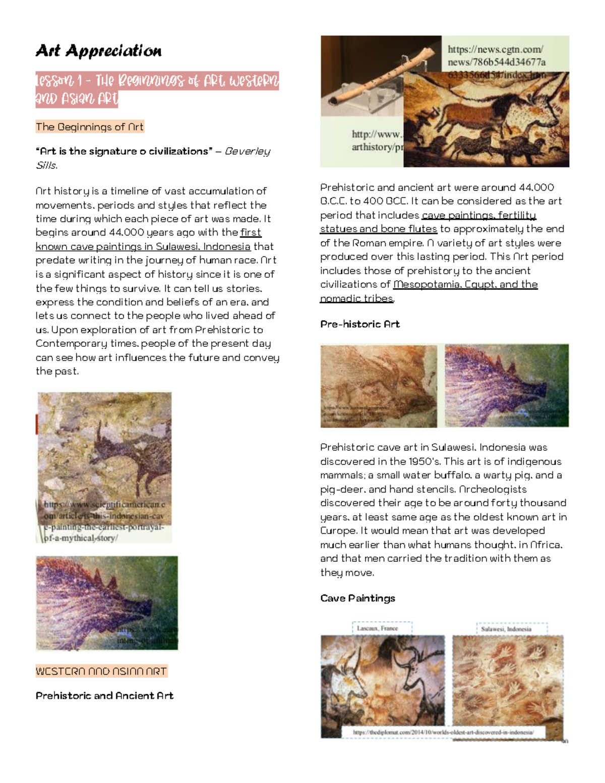 Art Appreciation 101: Exploring Western and Asian Art Origins - Studocu