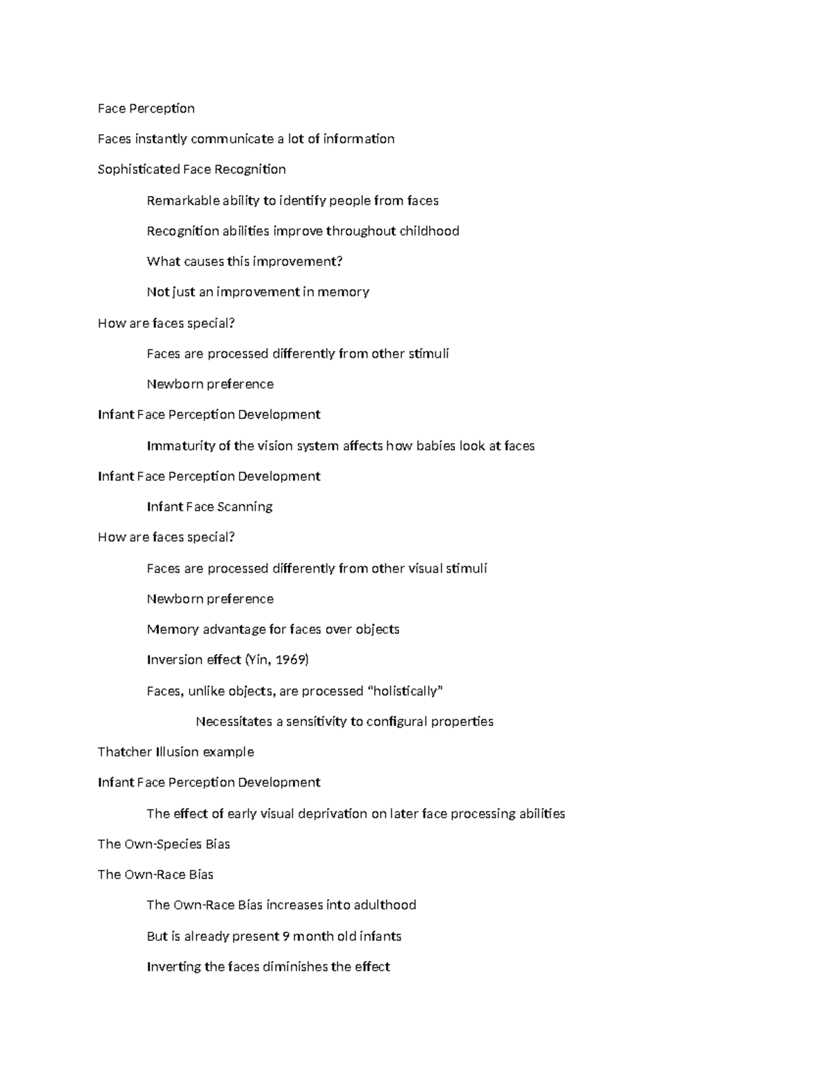 6. PSYCH 101 Final Notes on Face Perception and Recognition - Studocu