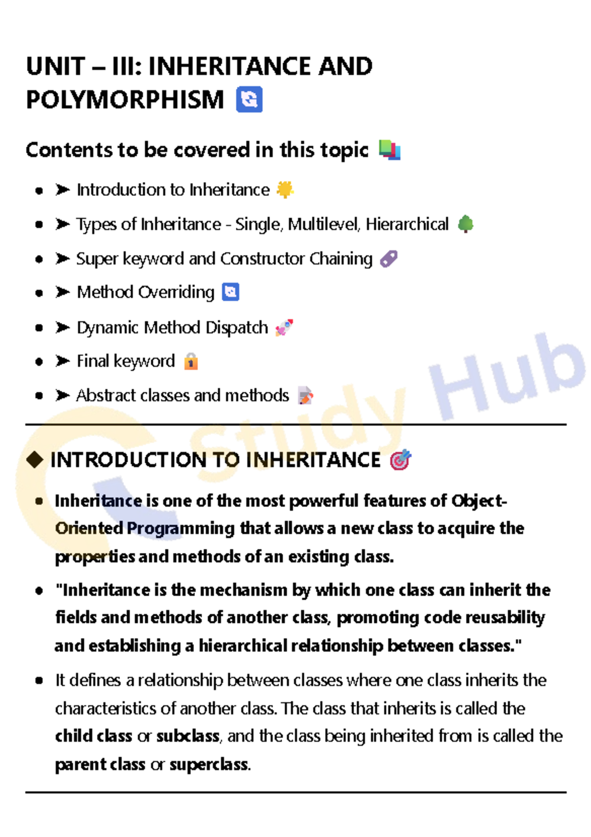 POJ UNIT 3: Inheritance & Polymorphism in OOP Concepts - Studocu