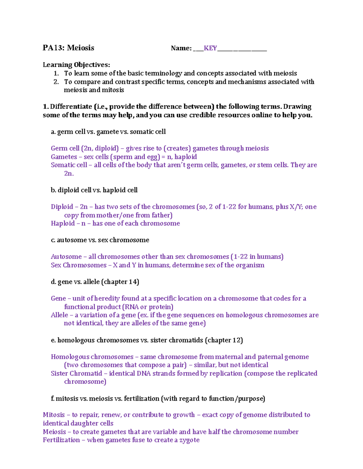 Meiosis Study Guide: Key Concepts & Distinctions (BIOL 101) - Studocu