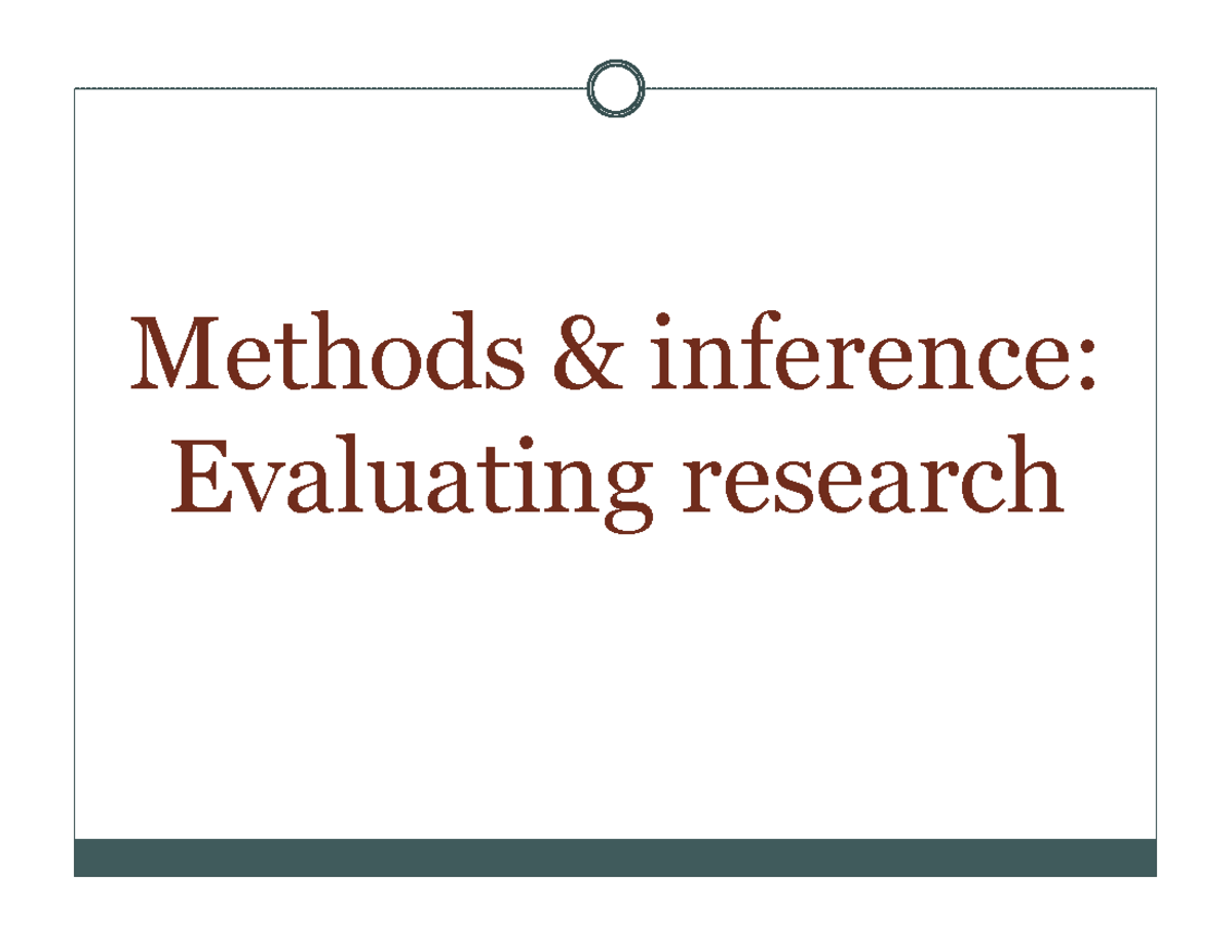 Methods and Inferences: Evaluating Research Approaches in Psych 101 ...
