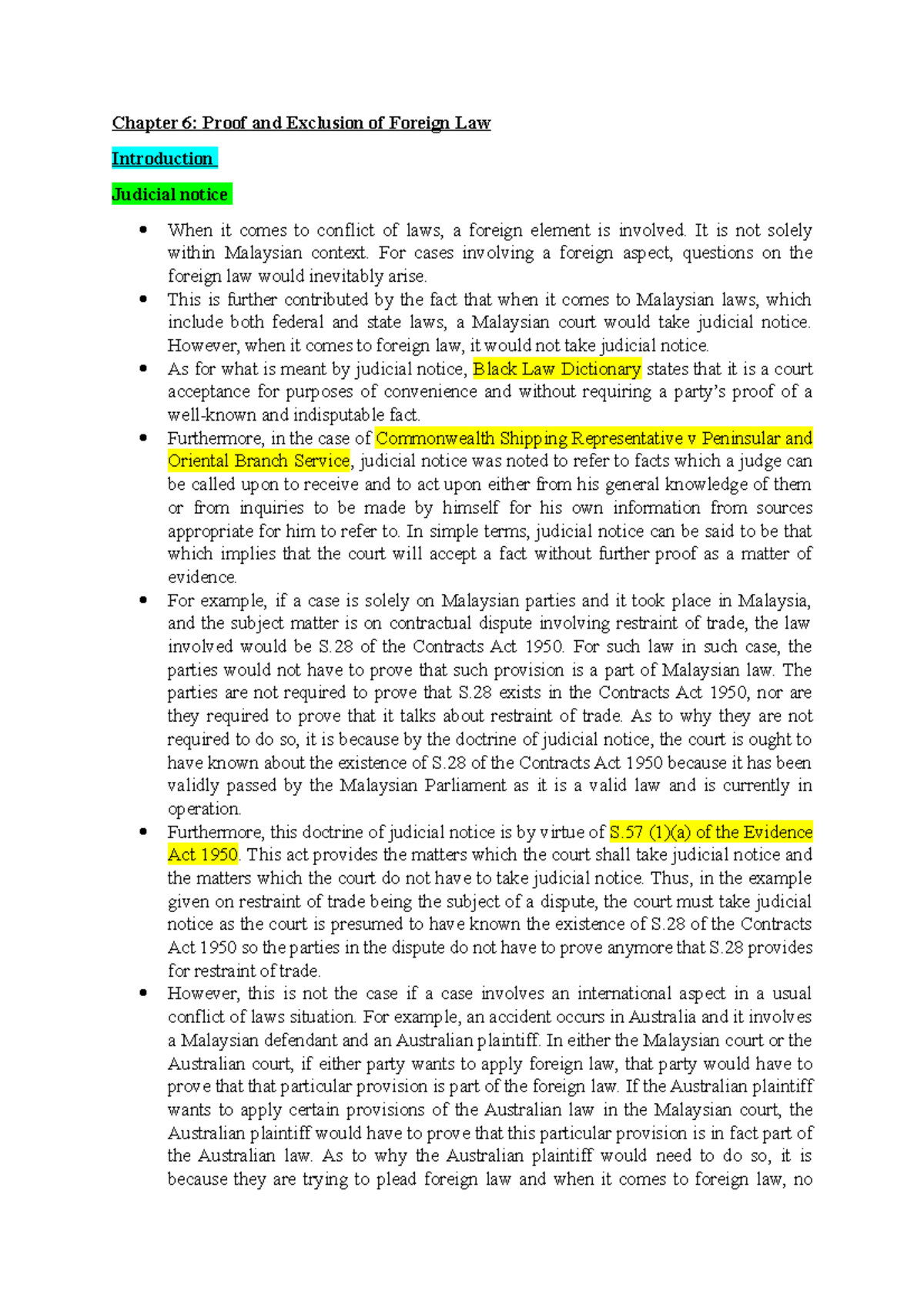 Chapter 6 - Proof and Exclusion of Foreign Law (Conflict of Laws) - Chapter 6: Proof and ...