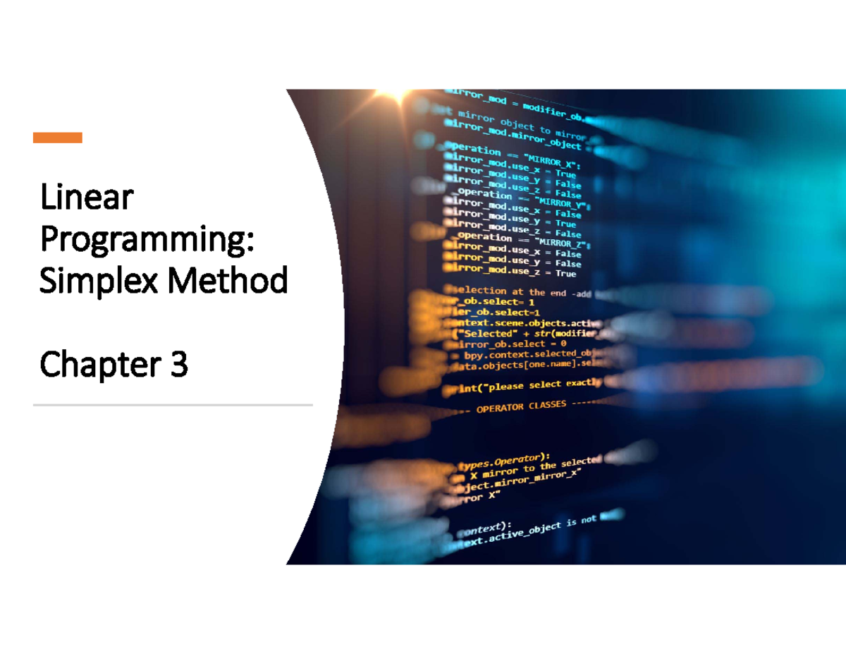 Ch 3 LP: Simplex Method Part 1 - Initial Tableau & Optimality Steps ...