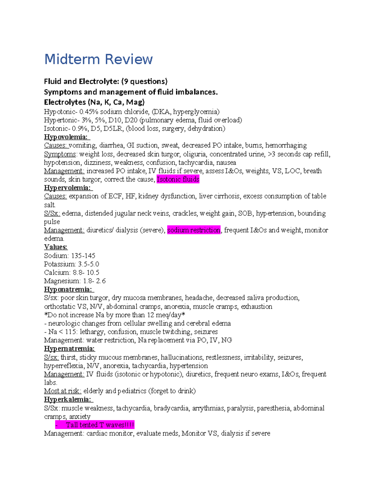Neuro Trauma and Disorders Midterm Review: Key Concepts & Management - Studocu