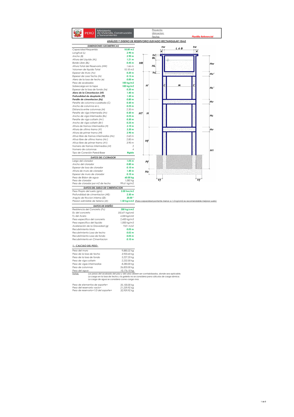 ANÁLISIS Y DISEÑO ESTRUCTURAL DE RESERVORIO ELEVADO 10m3 - Studocu