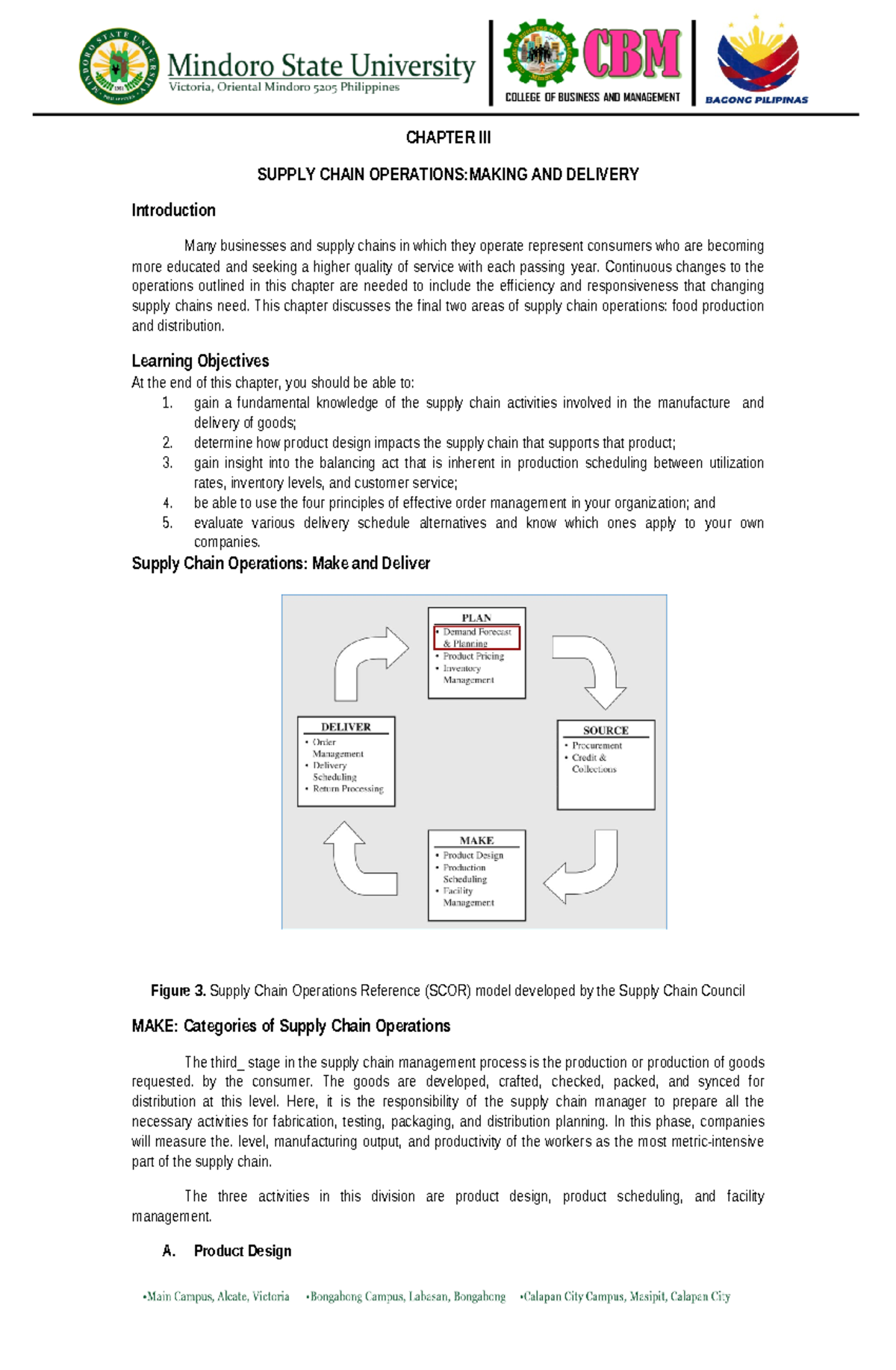 Chapter-III - Notes - CHAPTER III SUPPLY CHAIN OPERATIONS:MAKING AND ...
