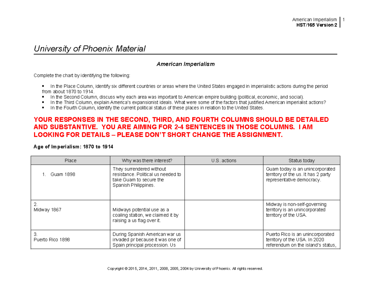 American Imperialism - us history 155 - American Imperialism HST/165 ...