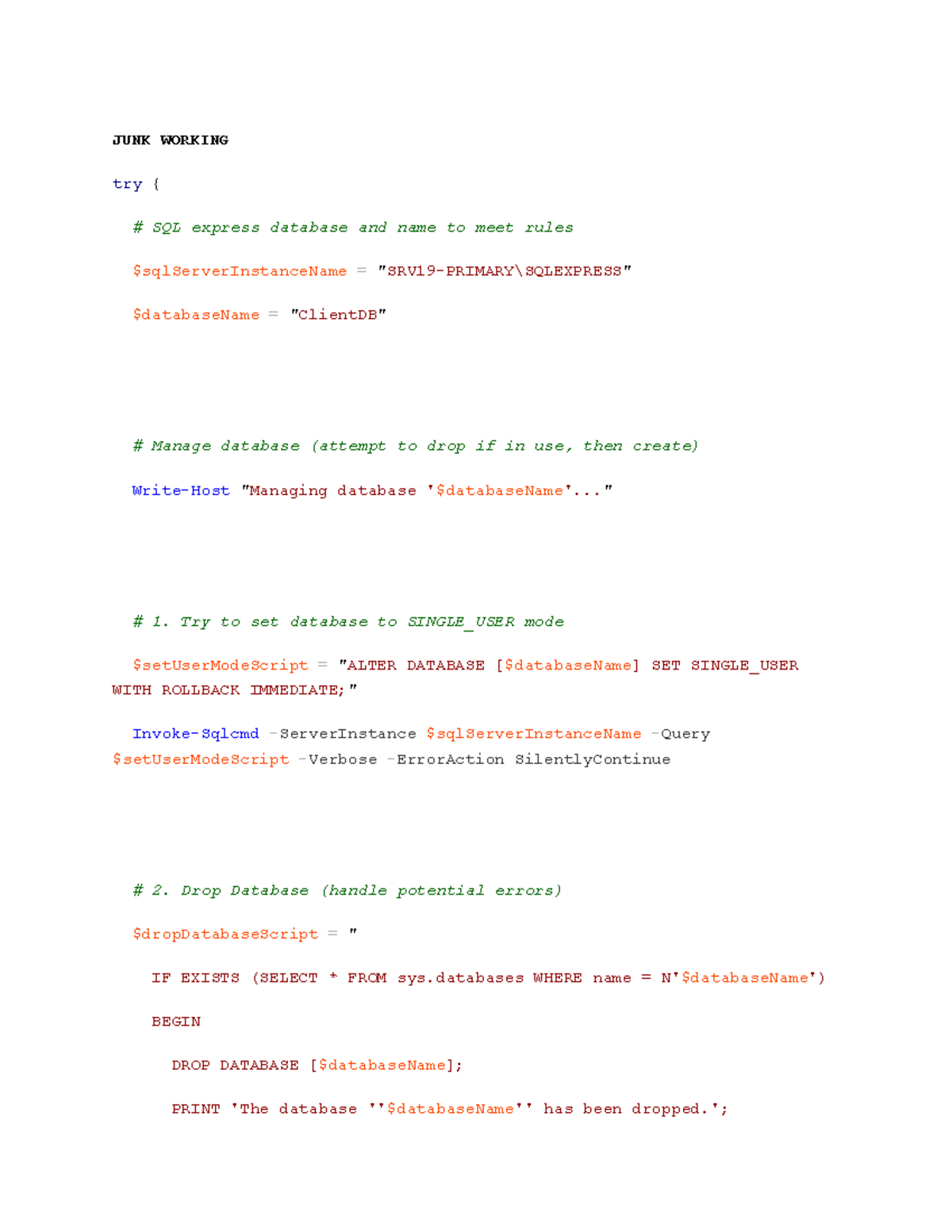 Sql Ps Sql And Powershell Junk Working Try Sql Express