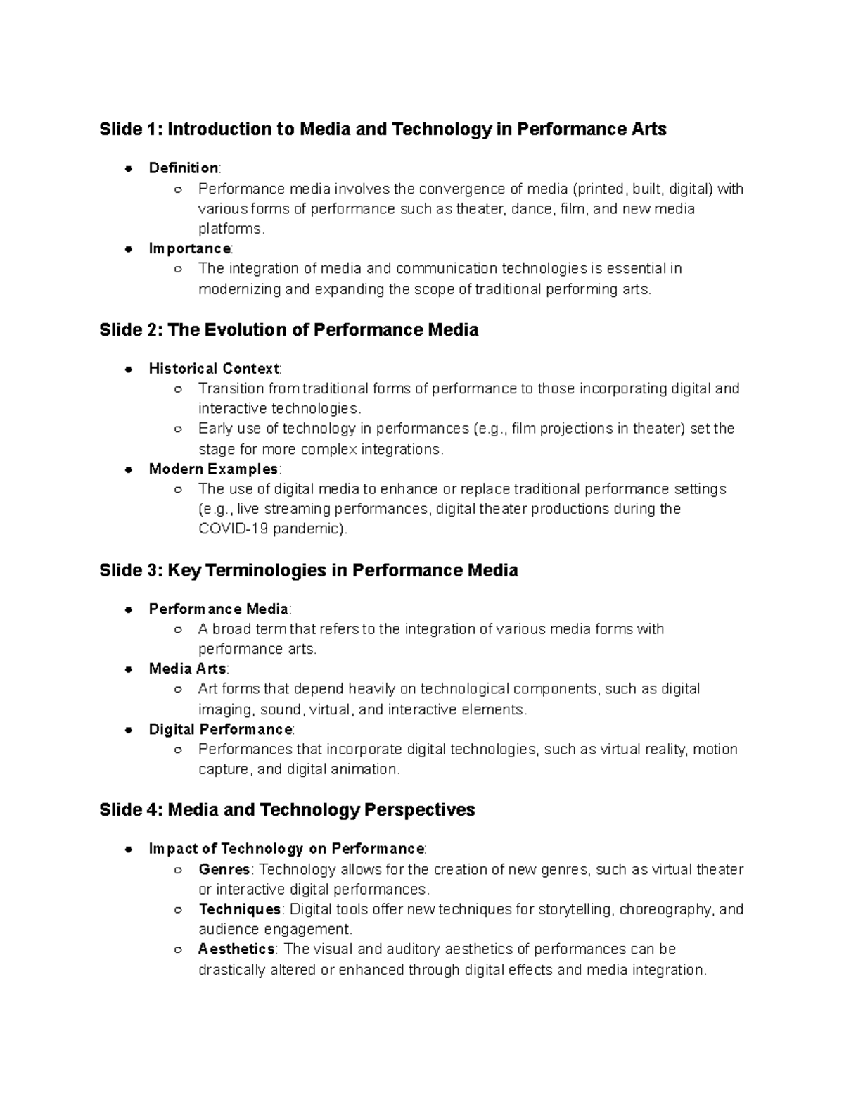 COM 316 Module 3 - Exploring Key Aspects of Performance Media - Studocu