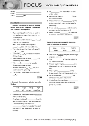Focus 3 2E Test Unit5 Answers - © Pearson Central Europe Sp. z o. 2019 ...