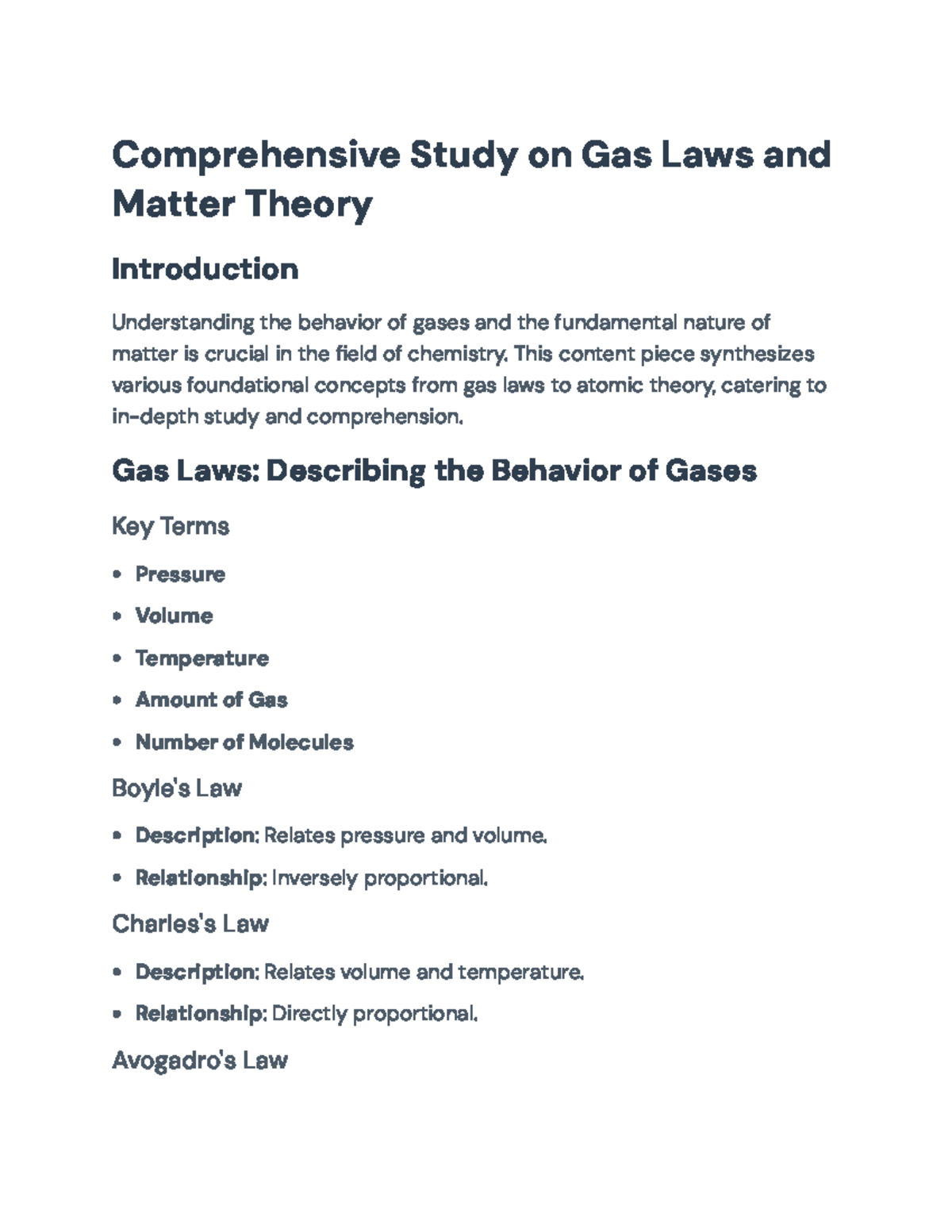 Gas Laws & Matter Theory Overview: A Comprehensive Study Guide - Studocu