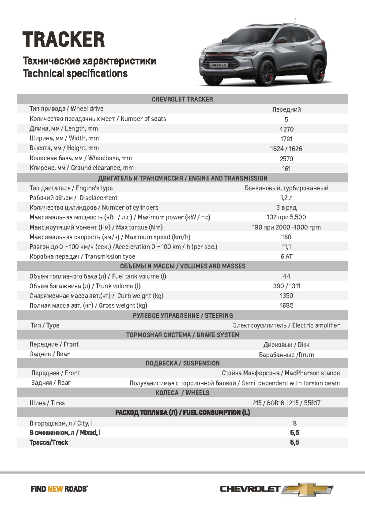 CHEVROLET TRACKER Specifications and Features Overview - Studocu