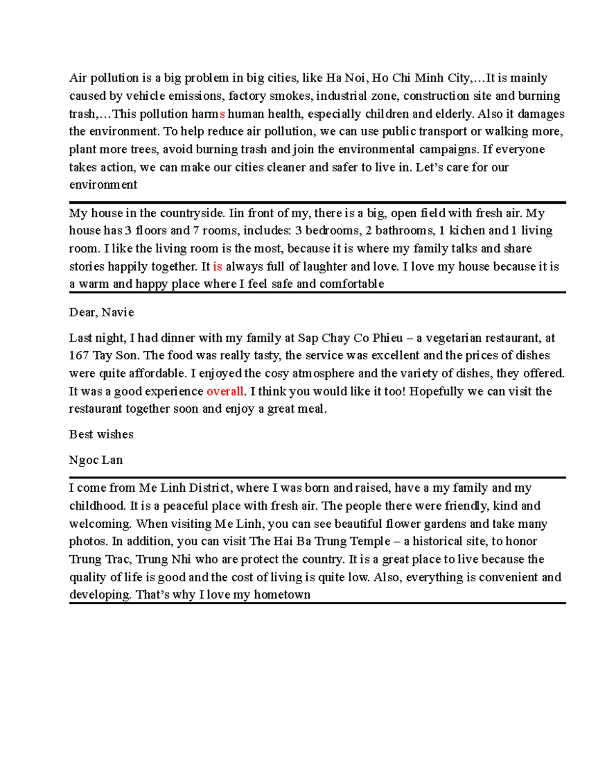 TA2 Essay: Why I Love My Hometown and Addressing Air Pollution - Studocu