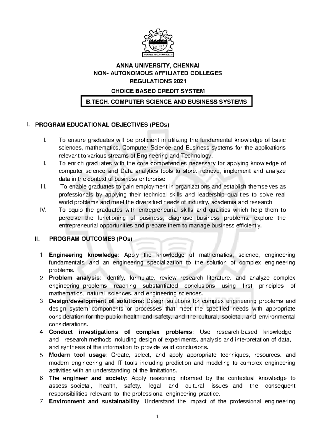 B.Tech. CSBS Syllabus 2021: Program Objectives & Course Details - Studocu