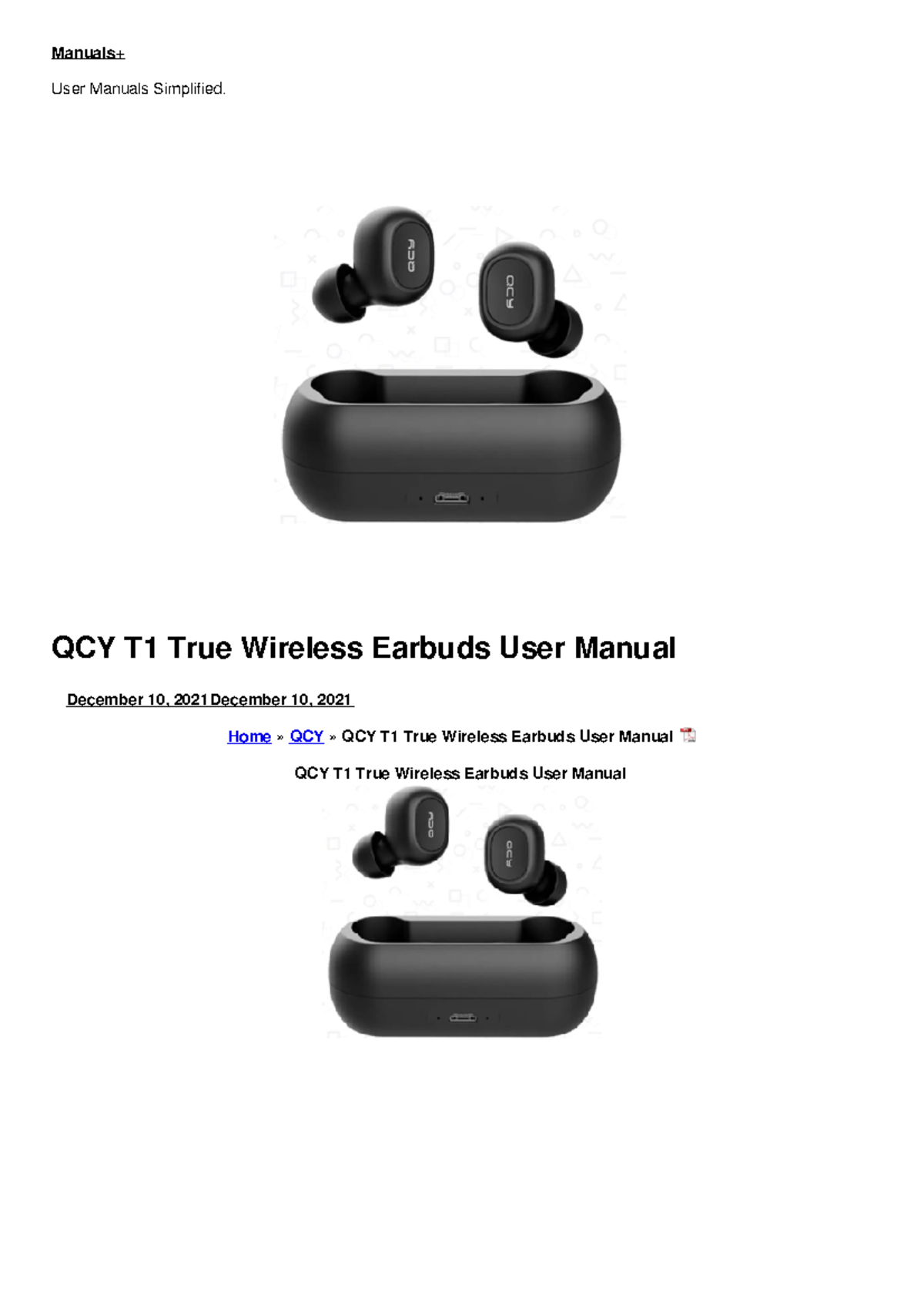 QCY T1 True Wireless Earbuds User Manual - Simplified Guide - Studocu