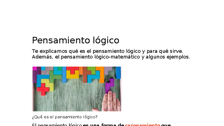 Pensamiento lógico - Pensamiento lógico Te explicamos qué es el ...