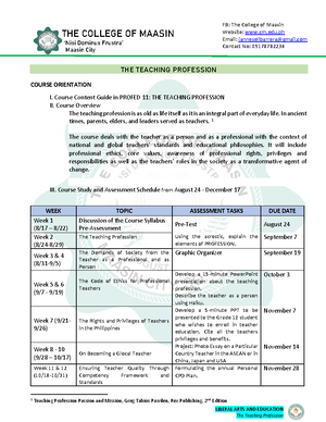 The Teaching Profession Module 3 - Unit 3 THE CODE OF ETHICS FOR ...