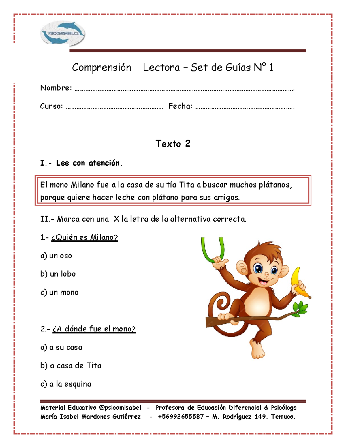 Guías de Comprensión Lectora: Texto 2 - Curso de Educación Diferencial - Studocu