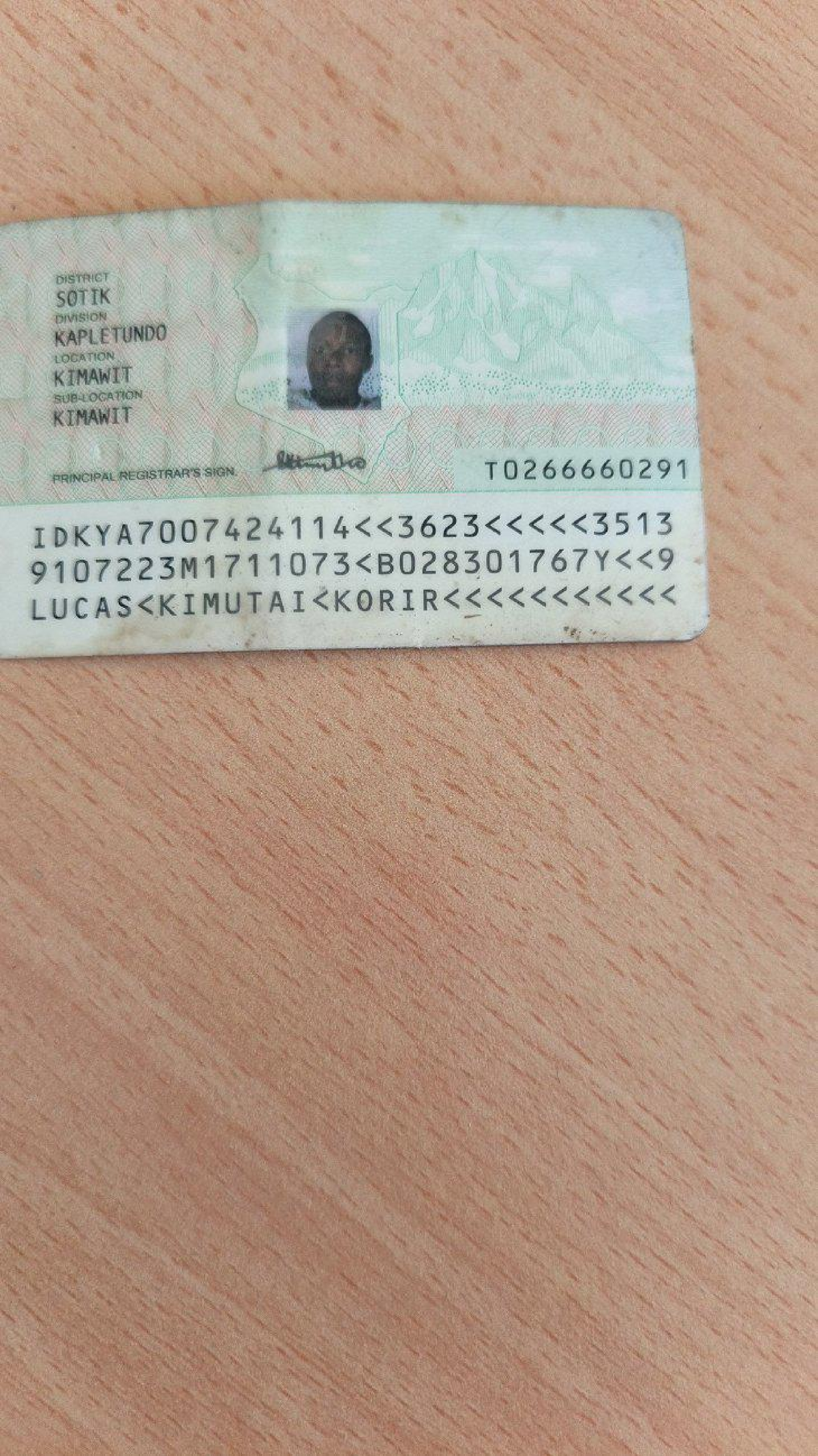 Kenyan ID Card of Lucas Kimutai Korir 2026-04-09 125344 - Information ...