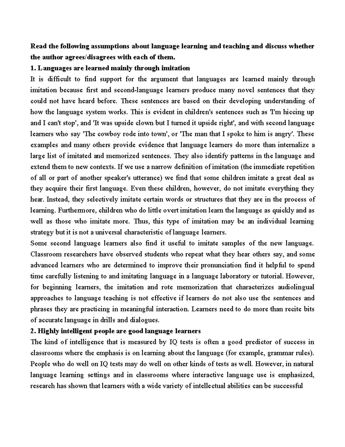 Assumptions about language learning and teaching: A critical discussion ...