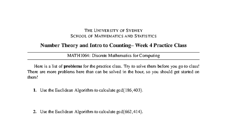 MATH1064: Week 4 Practice Problems for Discrete Mathematics - Studocu