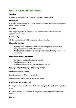 Qcaa biology unit 3 compiled notes 2021 - BIOLOGY UNIT 3 BIOLOGY AND ...