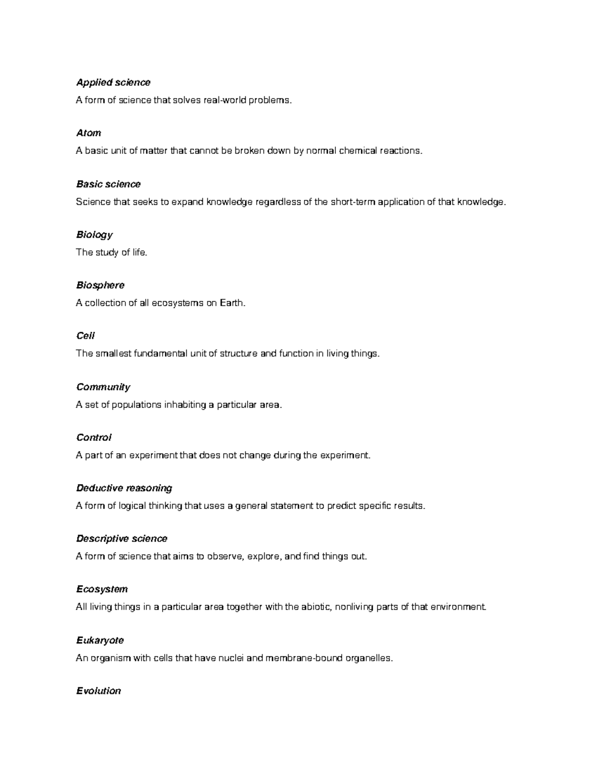 Fundamental Concepts in Life & Physical Science Terminology - Studocu