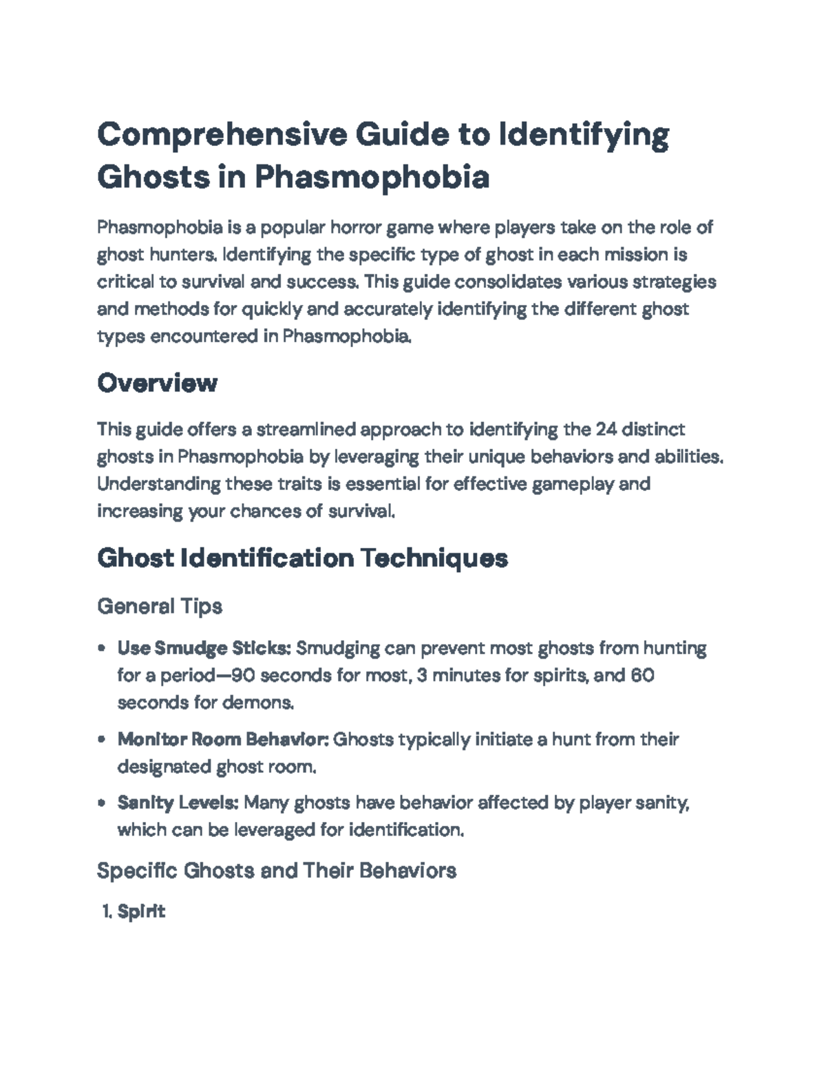 Comprehensive Guide to Ghost Identification in Phasmophobia ...