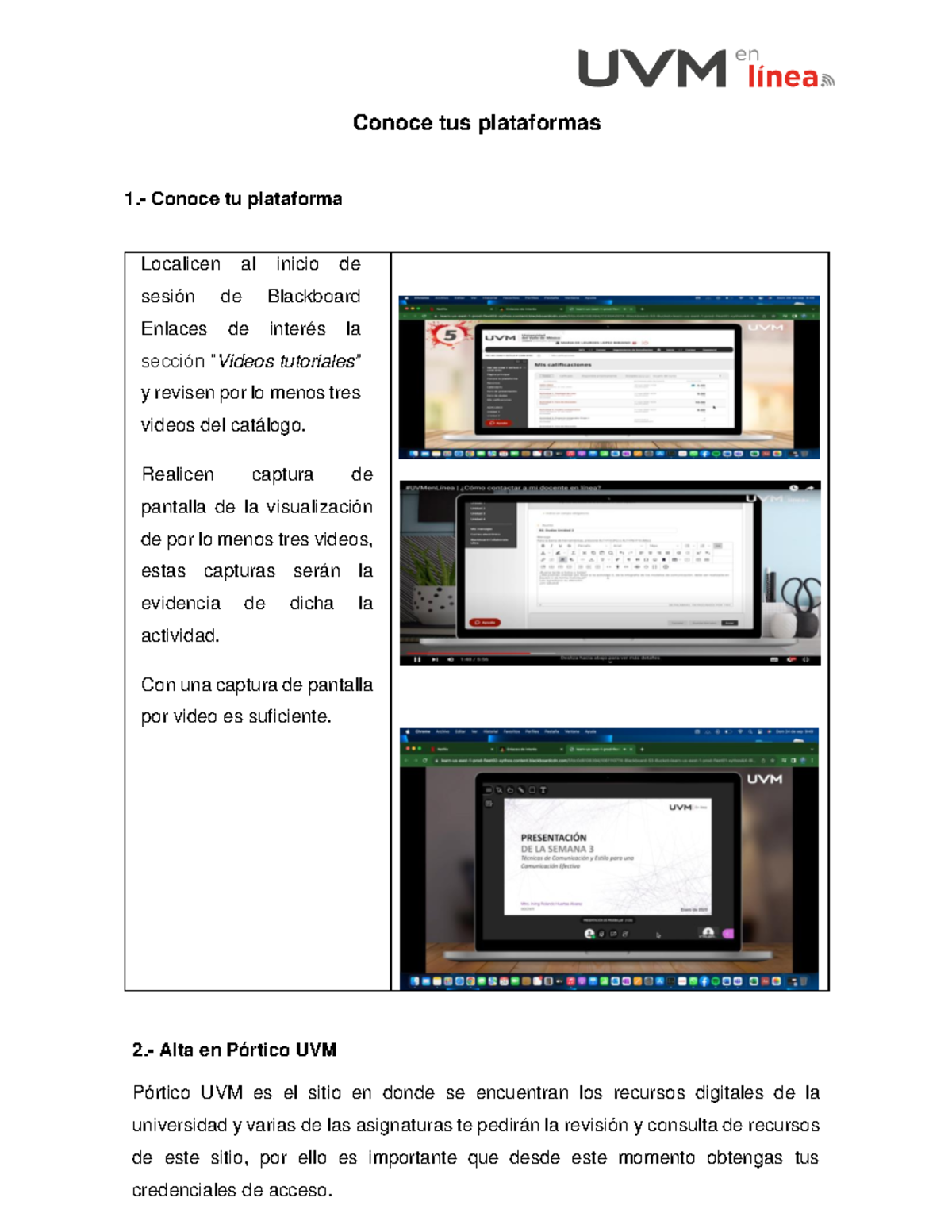 U2 Conoce tus plataformas: Guía de acceso a Blackboard y Pórtico UVM ...