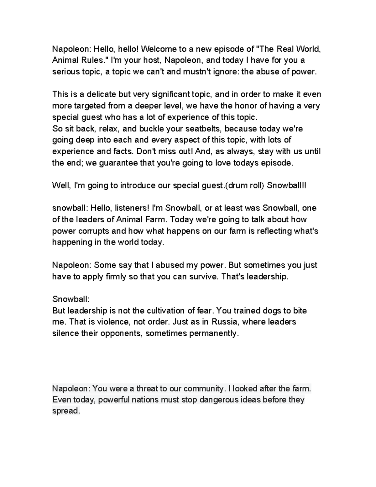 Animal Farm Final Exam: Power Abuse and Leadership Dynamics - Studocu