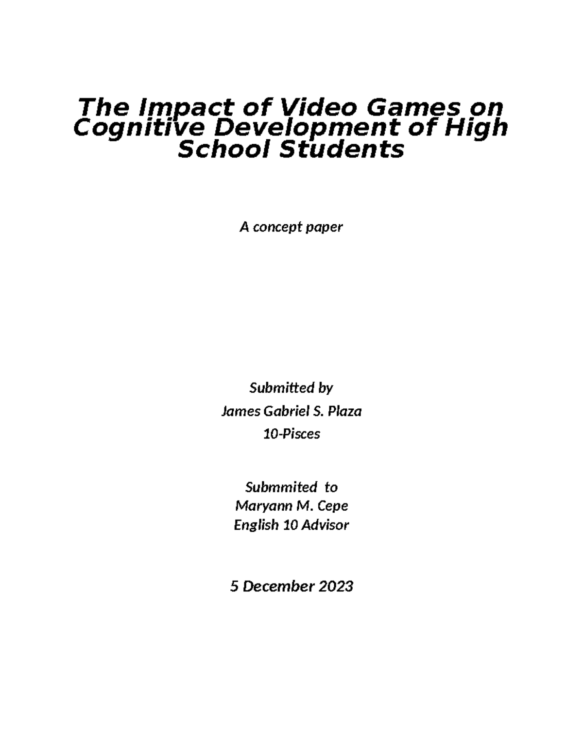 The Impact of Video Games on Cognitive Development in High School ...