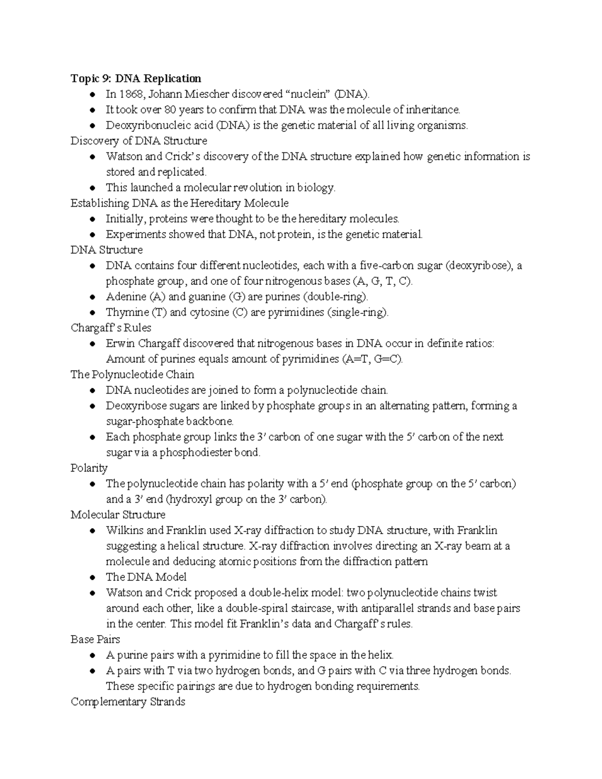 Bio 101: Exam III Study Guide on DNA Replication and Genetics - Studocu