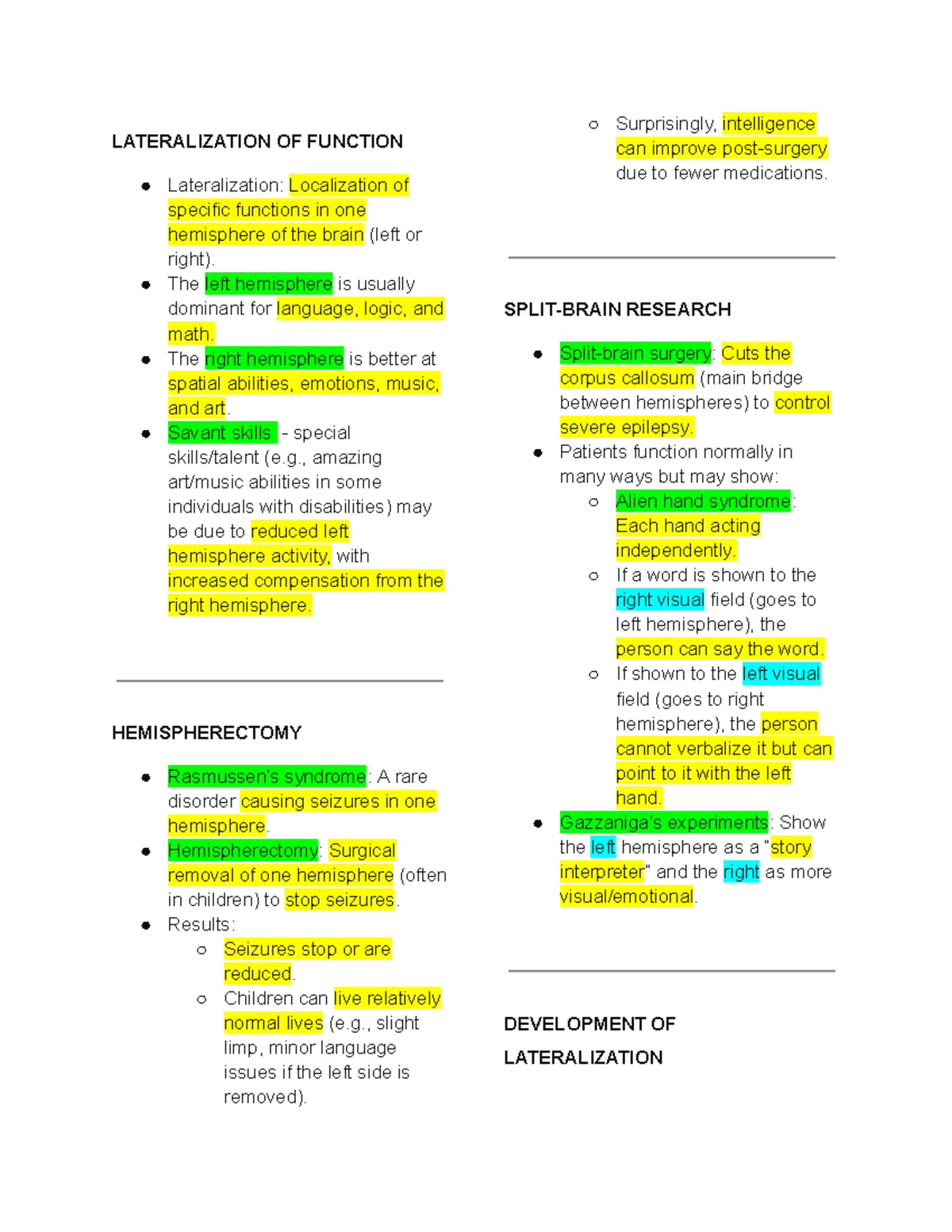 Lateralization of Function: Brain Hemispheres and Language (PSY 101 ...