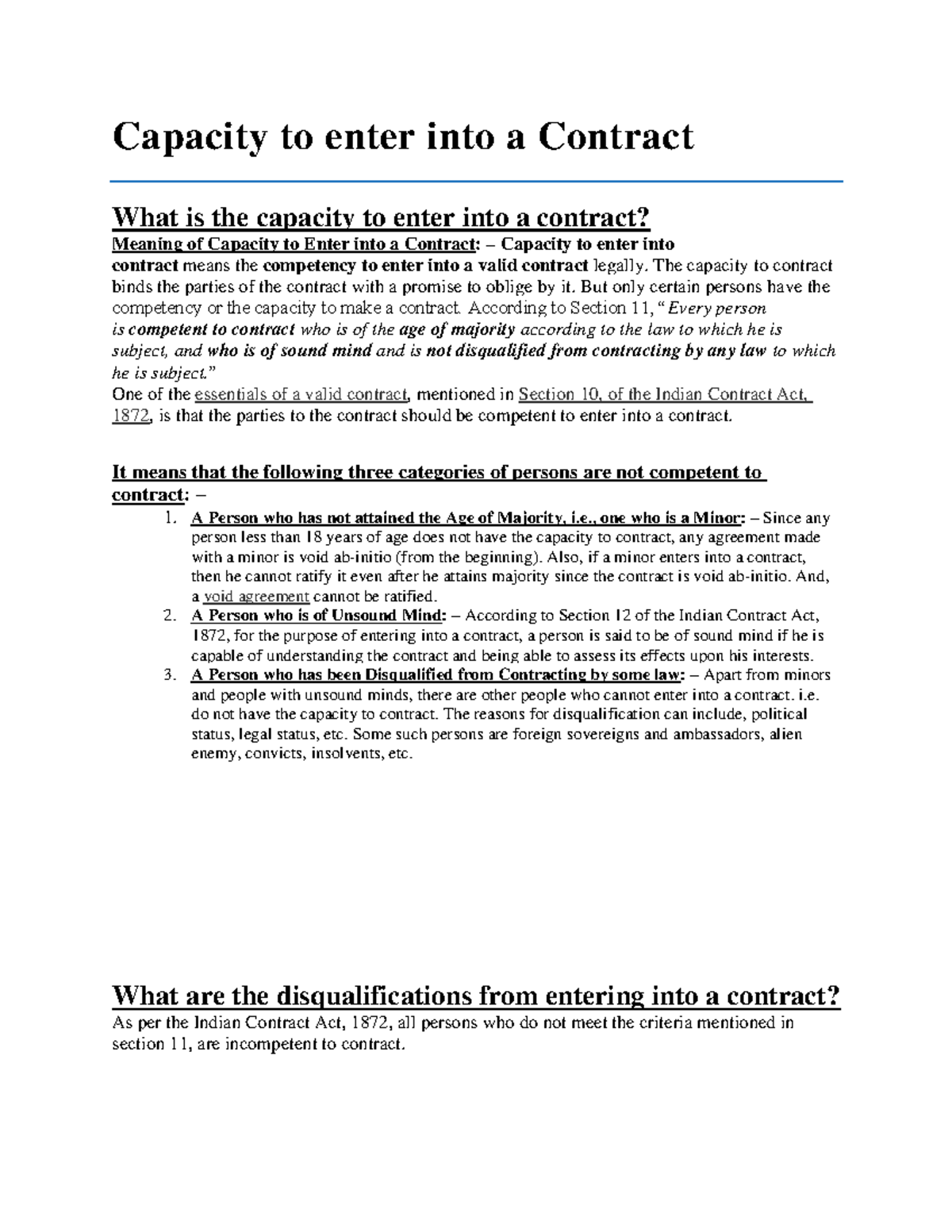 Capacity to Enter into a Contract: Understanding Legal Competency in ...