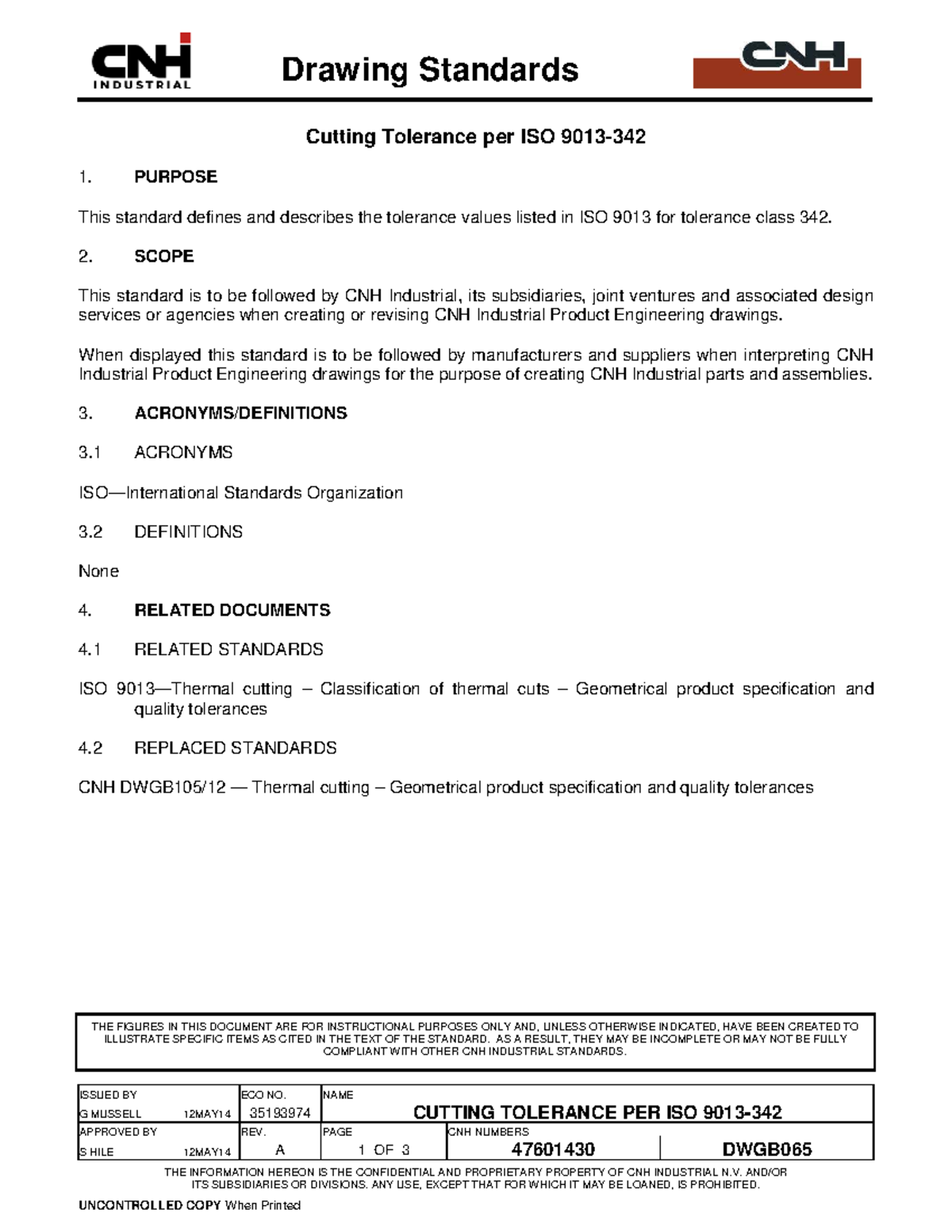 Cutting Tolerance Standards ISO 9013-342 for CNH Industrial - Studocu