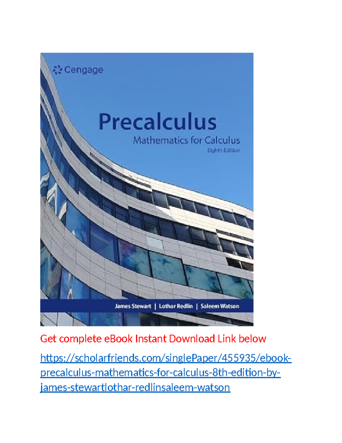 Precalculus Math for Calculus (8th Ed.) - Stewart, Redlin, Watson - Studocu