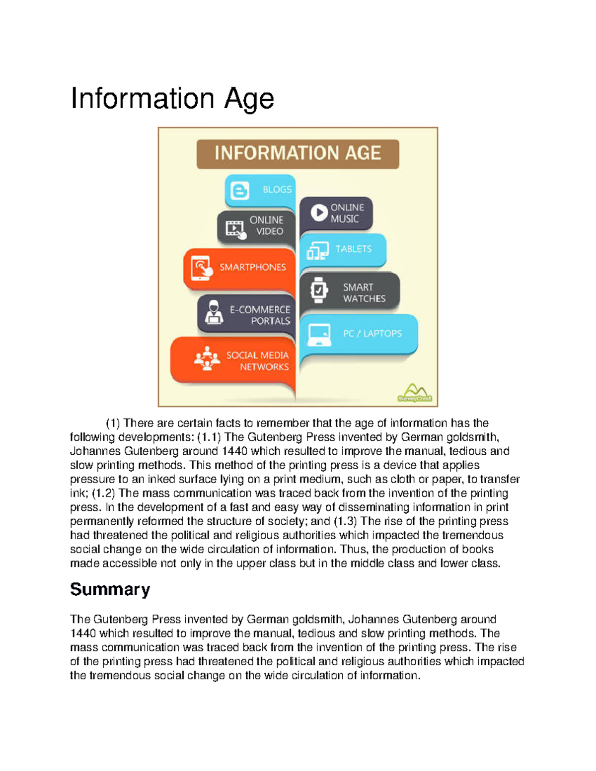 Information Age - Lecture Notes 5: Key Developments and Contributions ...